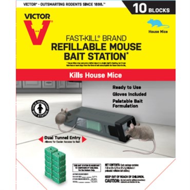Victor® Fast-Kill Refillable Mouse Poison Bait Station - 10 Blocks ...